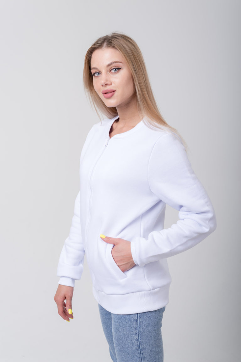 Біла кофта на блискавці жіноча Tvoepolo